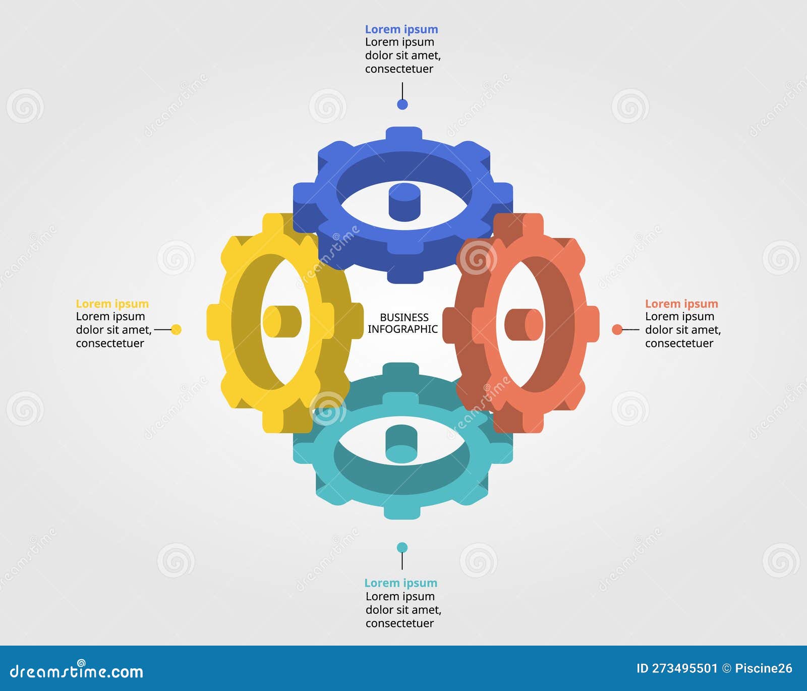Cog Element for System Template for Infographic for Presentation for 4 ...
