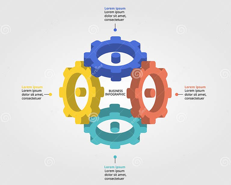 Cog Element for System Template for Infographic for Presentation for 4 ...