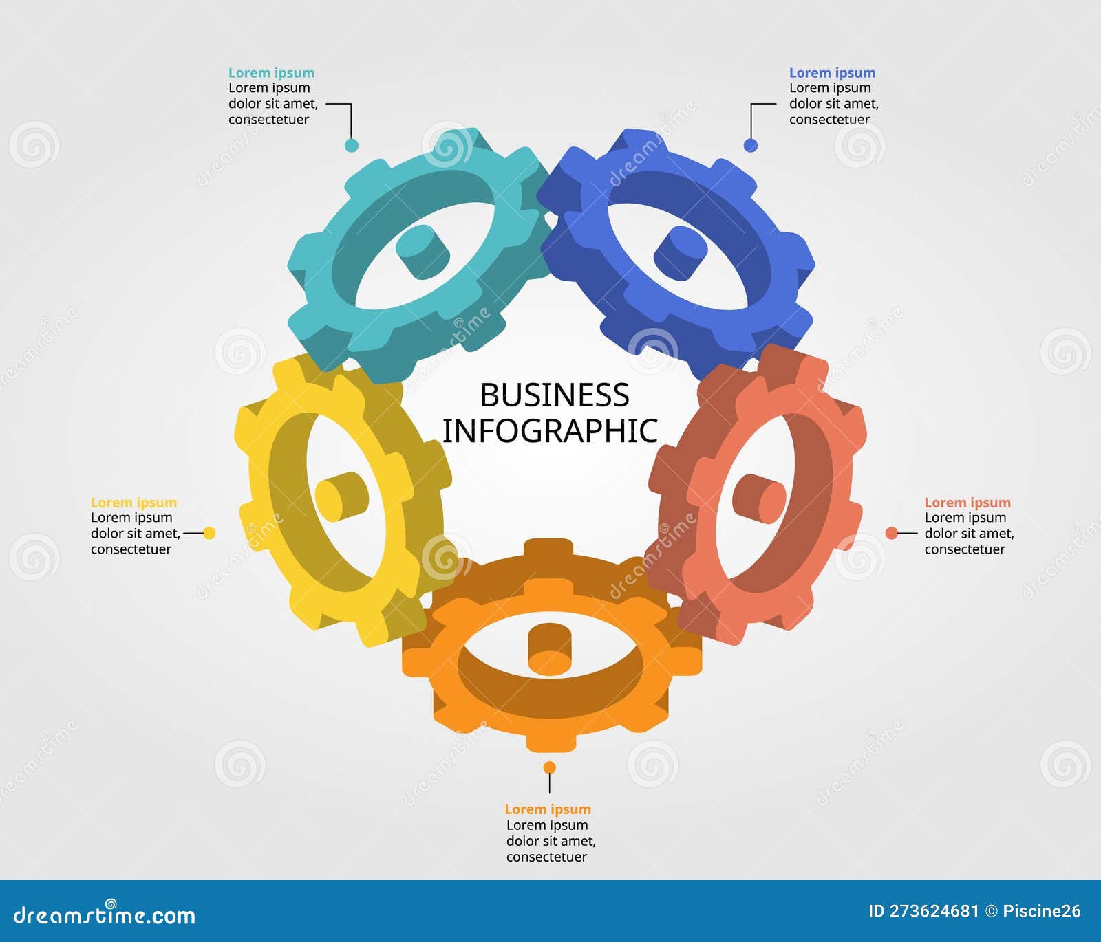 Cog Element for System Template for Infographic for Presentation for 5 ...