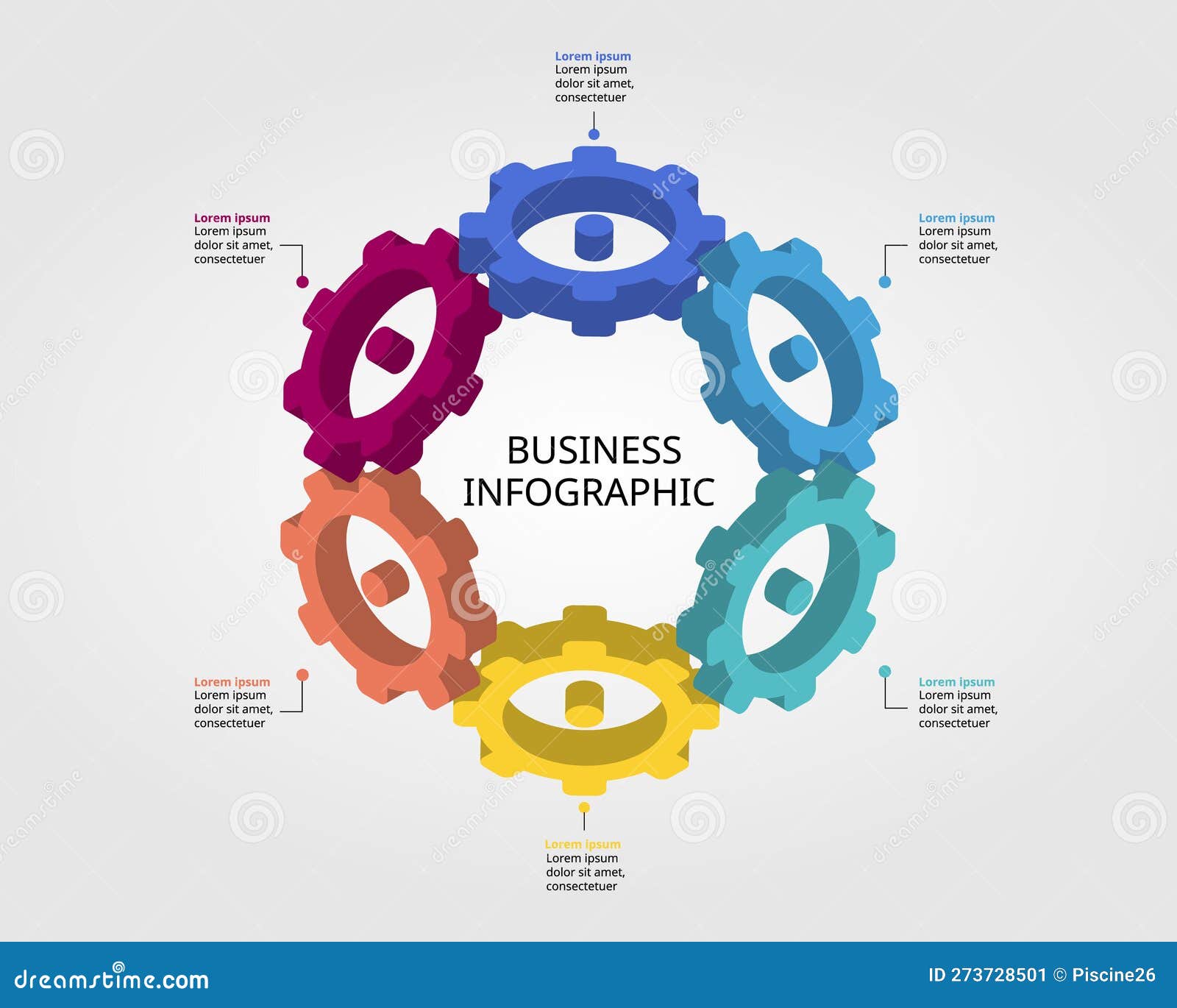 Cog Element for System Template for Infographic for Presentation for 6 ...