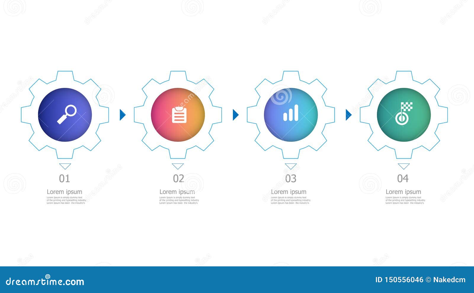 Horizontal Infographics Template Design With Four Steps Cartoon Vector ...