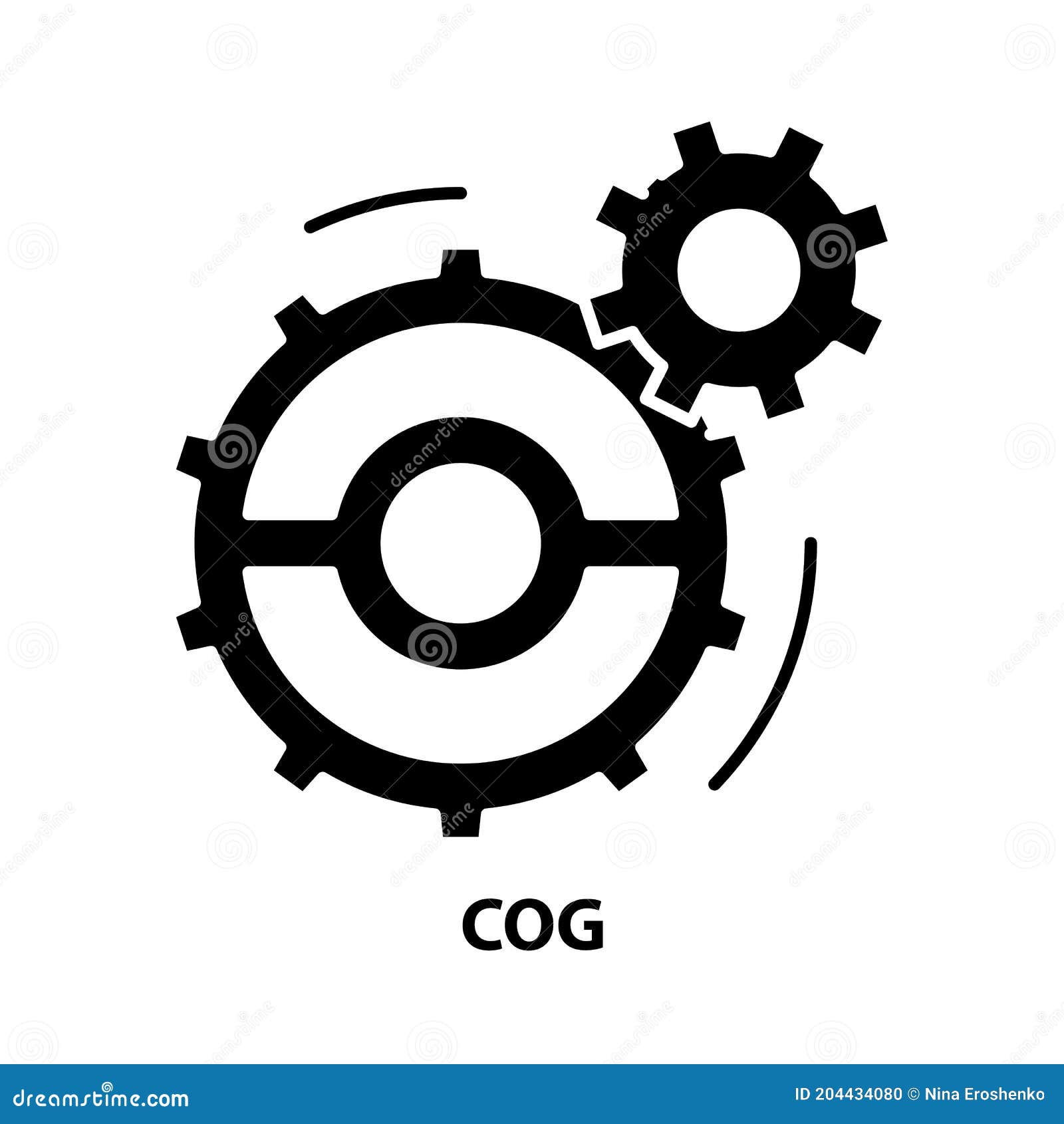 Cog Icon, Black Vector Sign with Editable Strokes, Concept Illustration ...