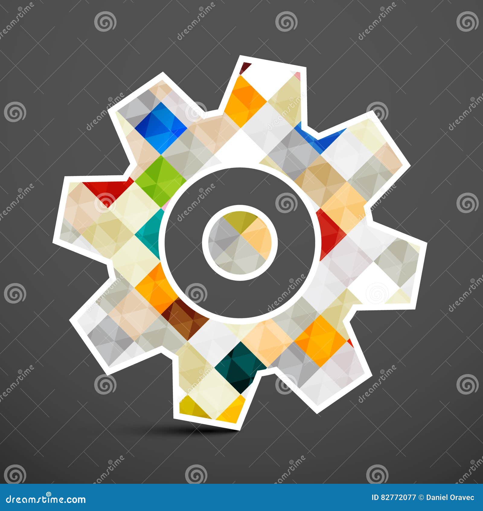 Cog Icon. Colorful Squares Inside Gear Stock Vector - Illustration of ...