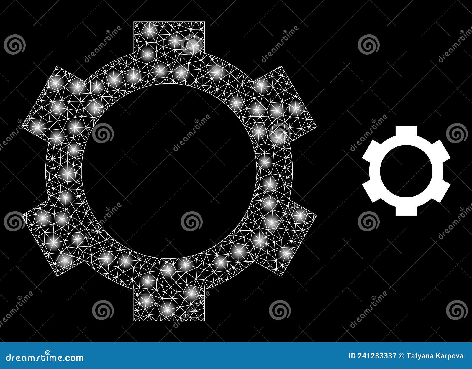 Cog Icon - Wire Frame Mesh with Glare Spots Stock Vector - Illustration ...