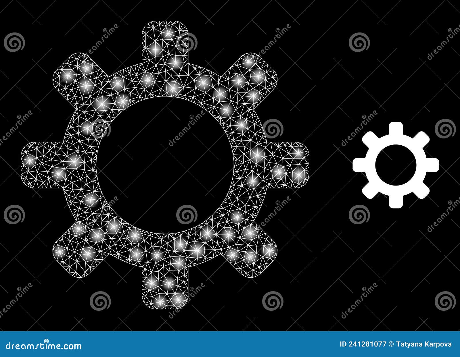 Cog Icon - Wire Frame Mesh with Glare Spots Stock Vector - Illustration ...