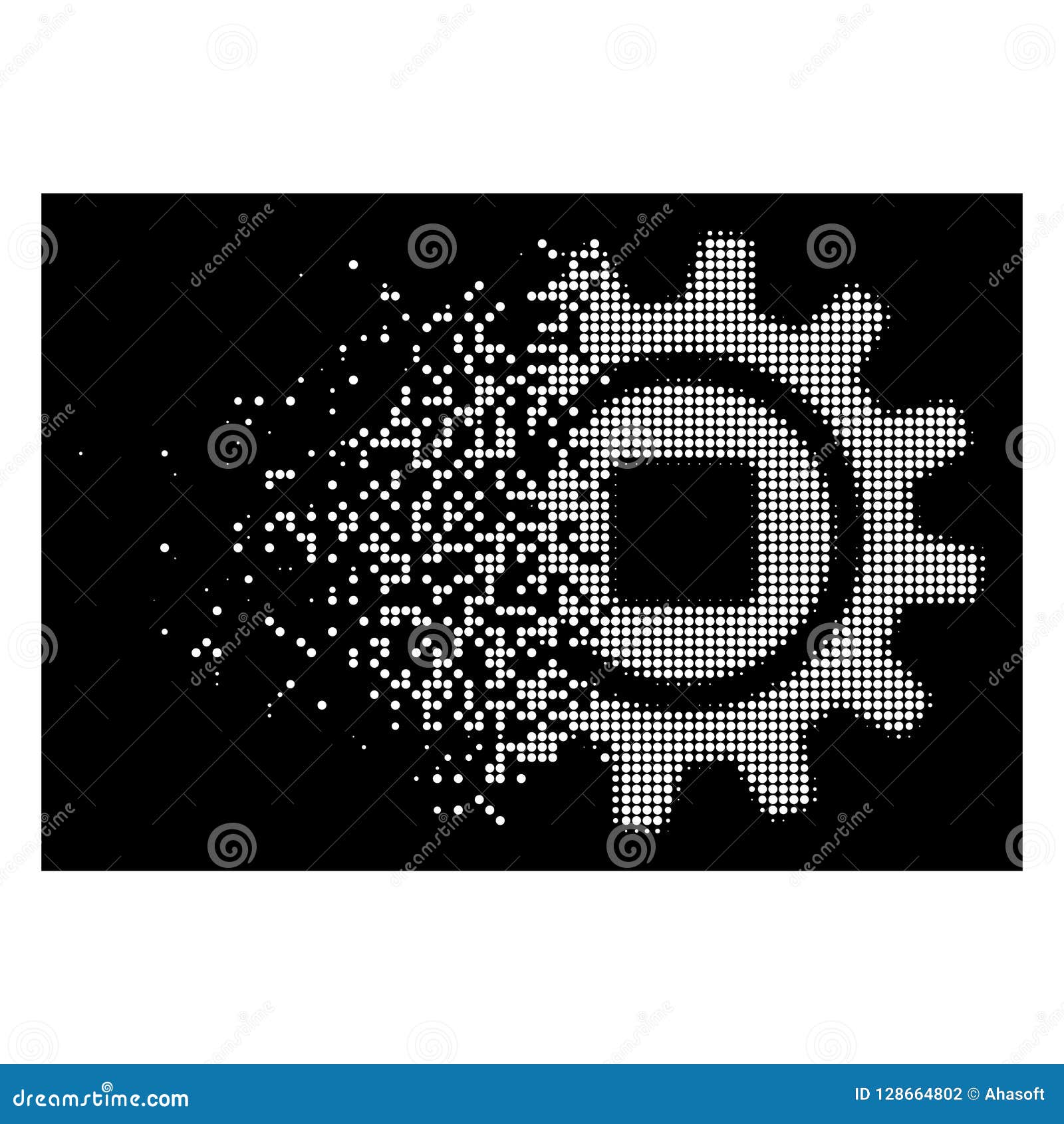 Bright Disappearing Pixelated Halftone Cog Icon Stock Vector ...