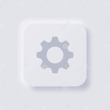 Cog Icon, White Neumorphism Soft UI Design for Web Design. Stock Vector - Illustration of ...