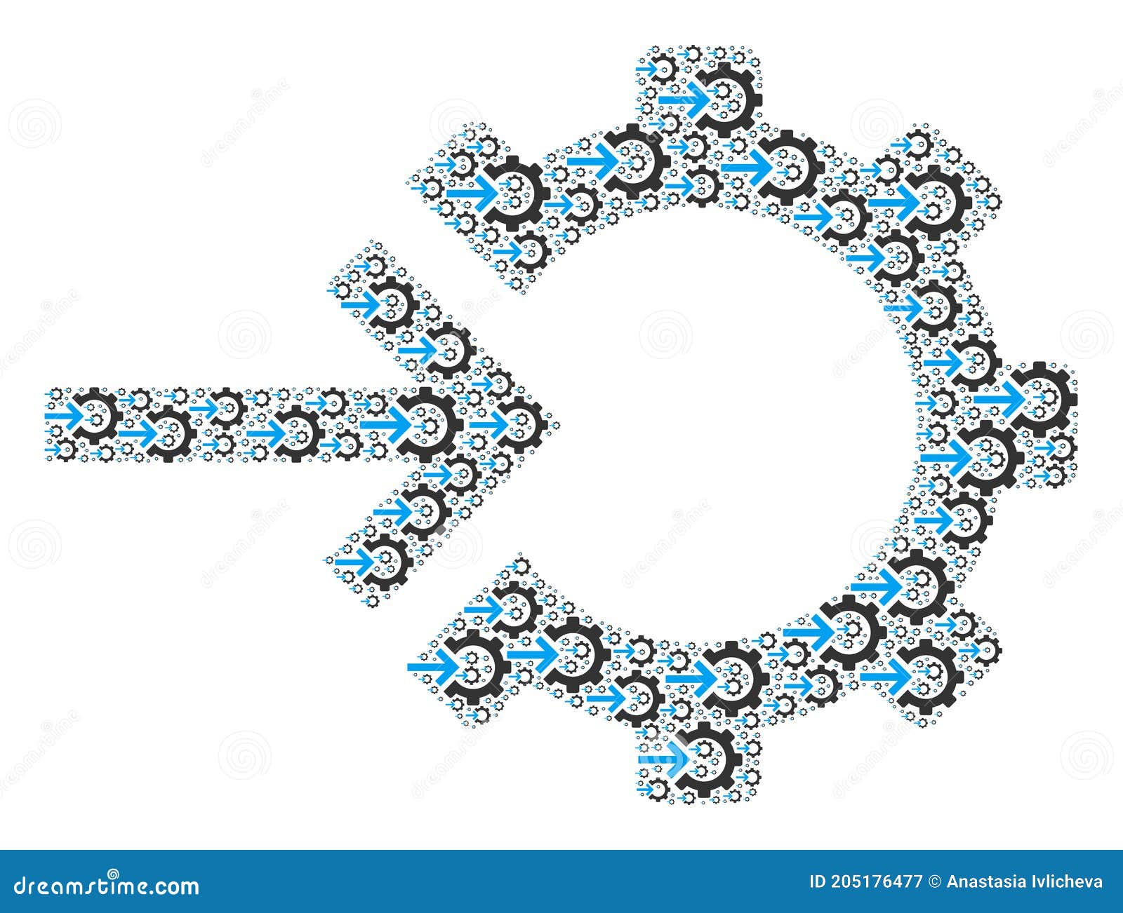 Cog Integration Recursion Collage of Itself Icons Stock Vector ...