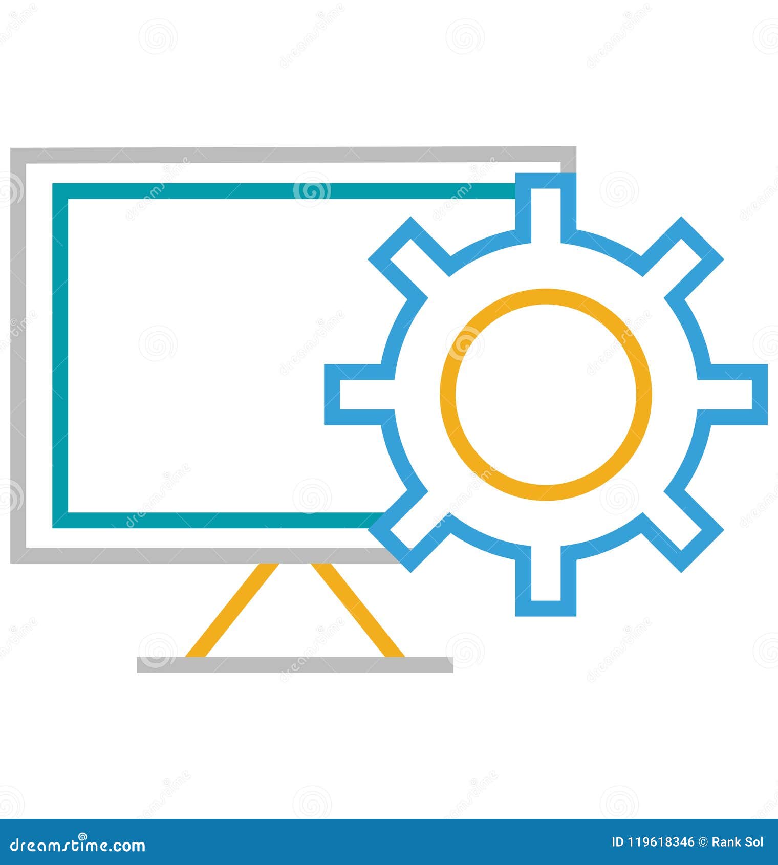 Cog Isolated Line with Color Vector Icon Editable Stock Vector ...