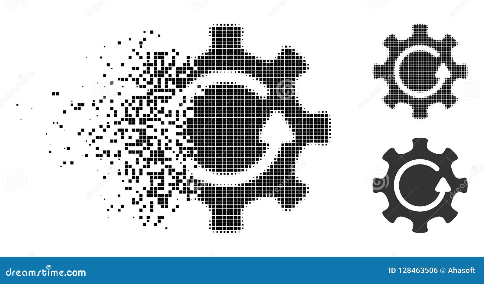 Dissolved Pixelated Halftone Cog Rotation Direction Icon Stock Vector ...