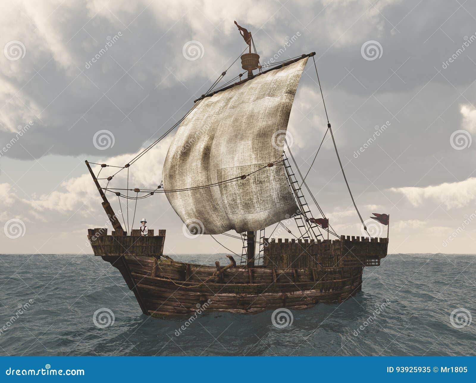 Cog ship stock illustration. Illustration of medieval - 93925935