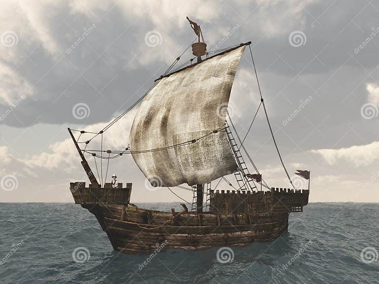 Cog ship stock illustration. Illustration of medieval - 93925935