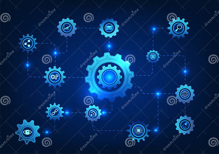 Cog Technology Background Multiple Sizes with Technical Icons it ...