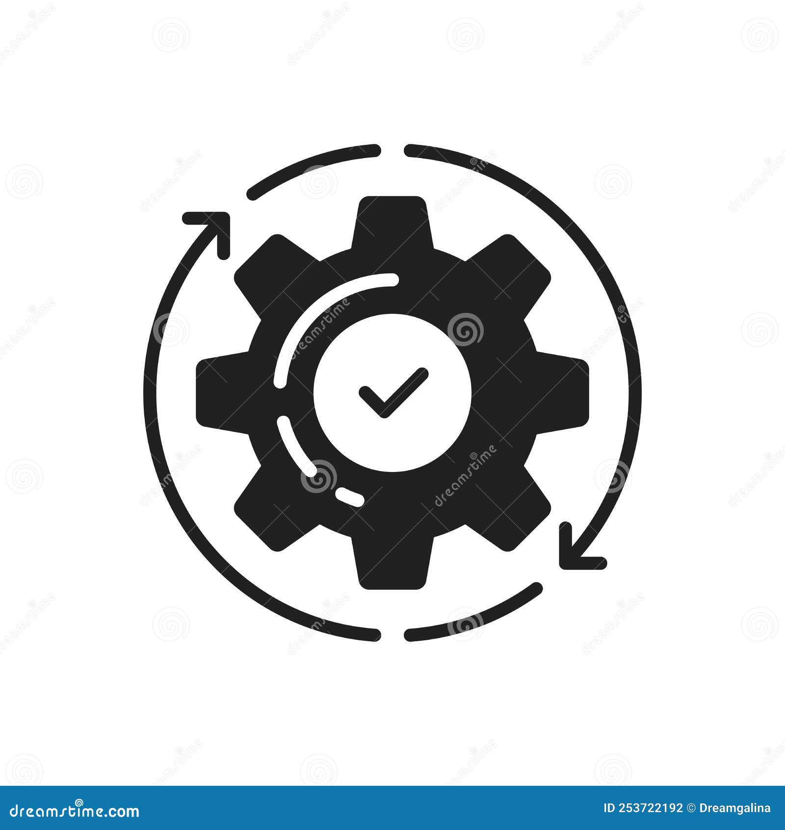 Cog with Tick Icon Like Easy Technical Process Stock Vector ...