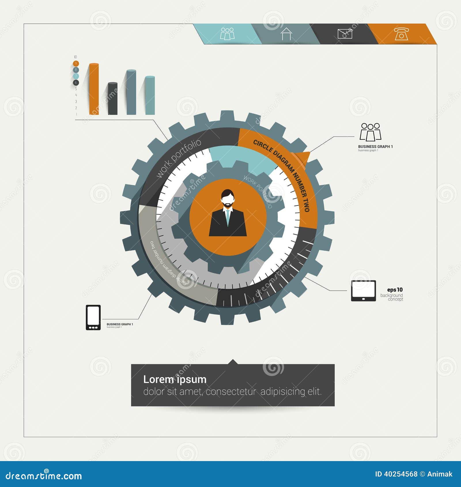 Cog Wheel Diagram for Business Template. Stock Vector - Illustration of ...