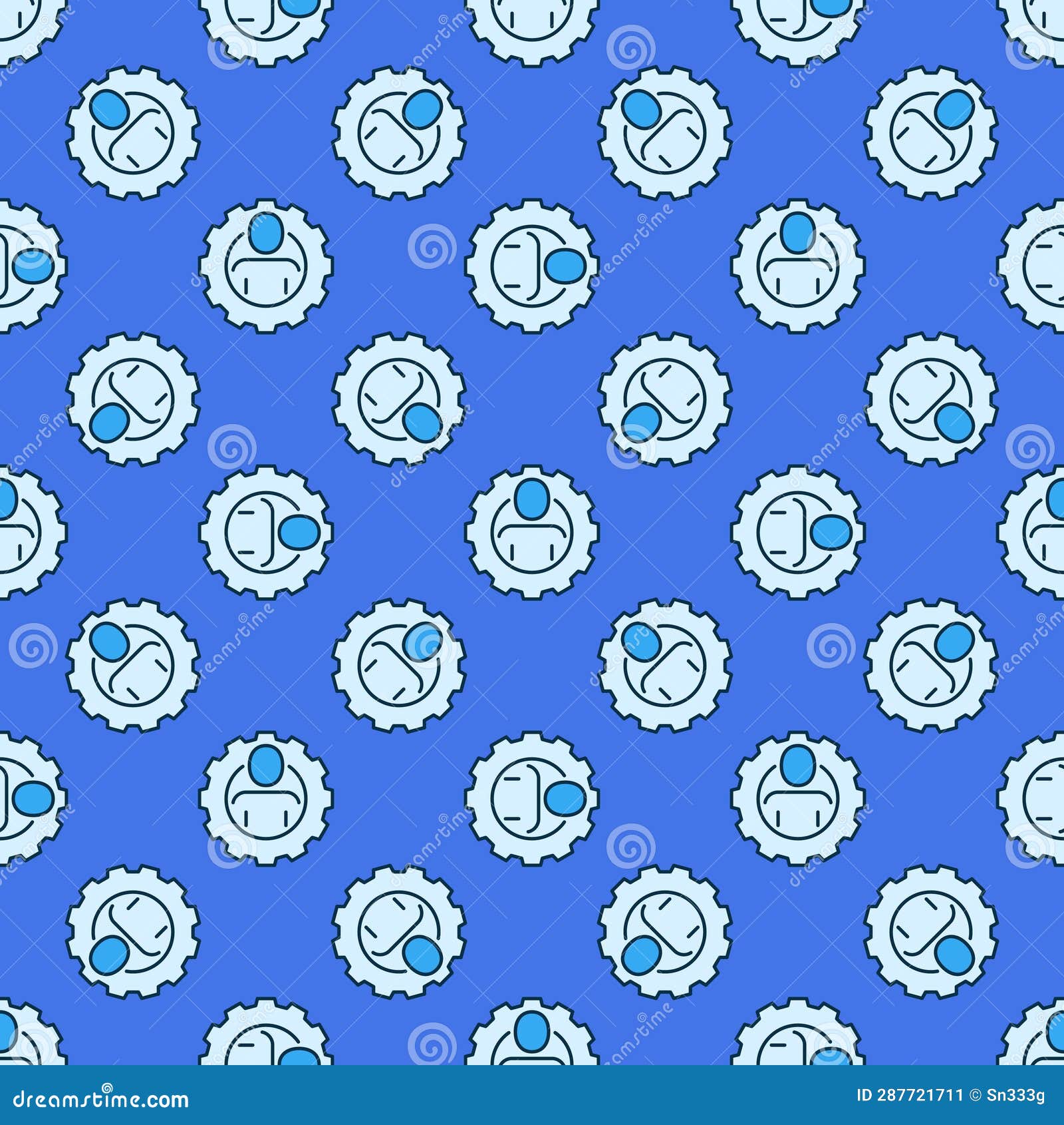 Cog Wheel with Man Vector Blue Seamless Pattern Stock Illustration ...
