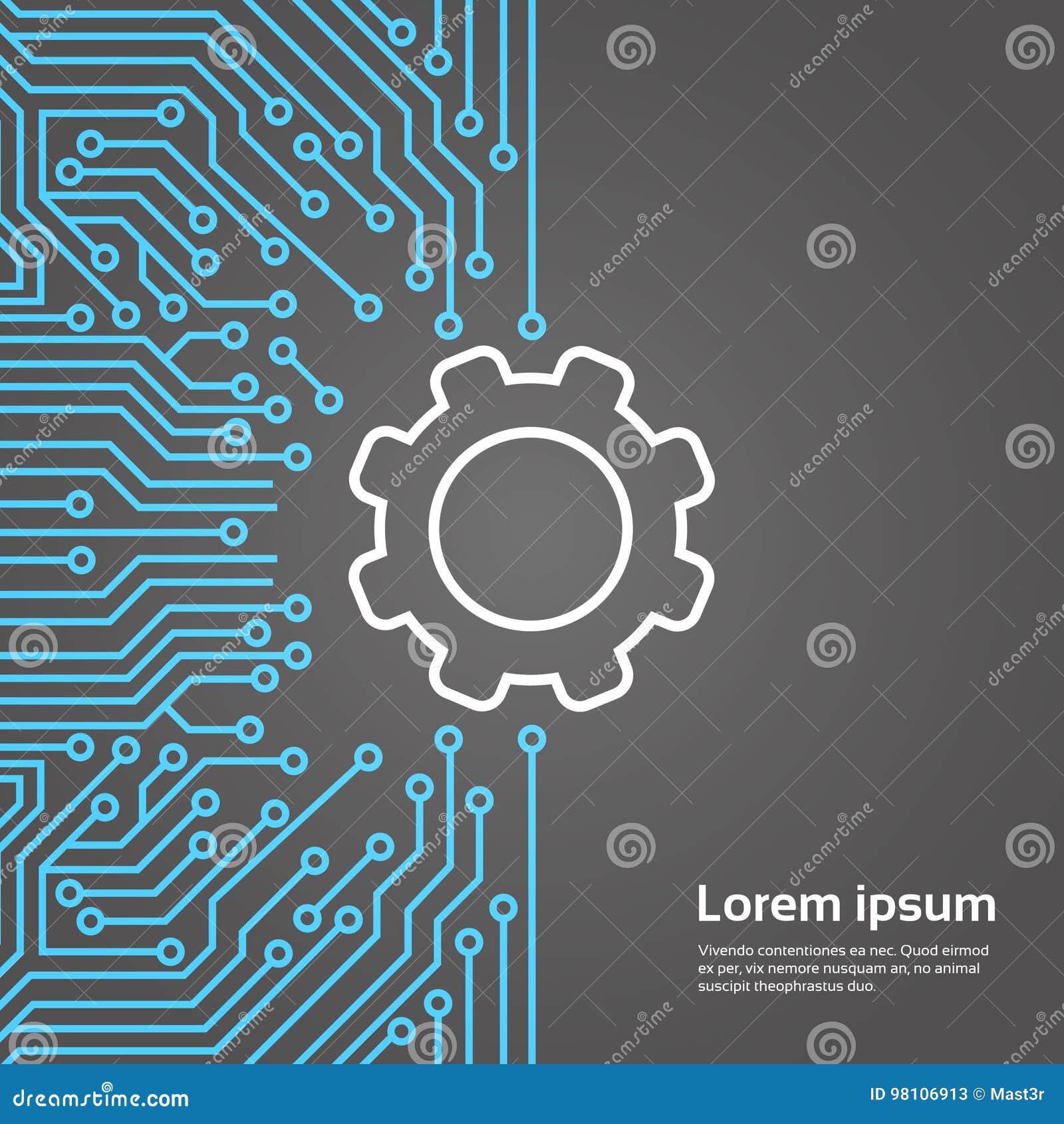 Cog Wheel Over Computer Chip Moterboard Background Network Data Center ...