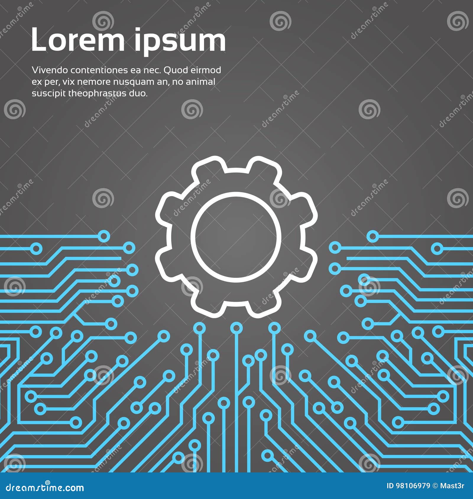 Cog Wheel Over Computer Chip Moterboard Background Network Data Center ...