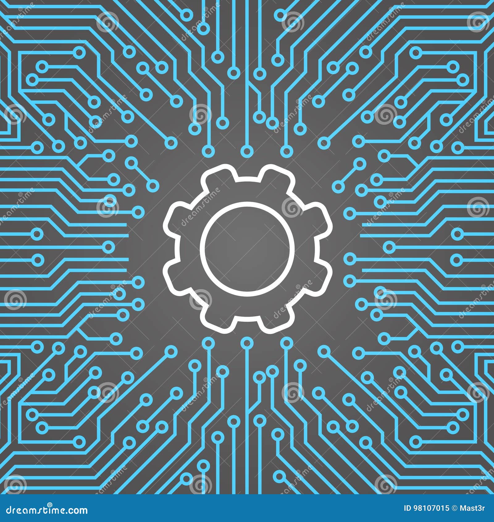 Cog Wheel Over Computer Chip Moterboard Background Network Data Center ...