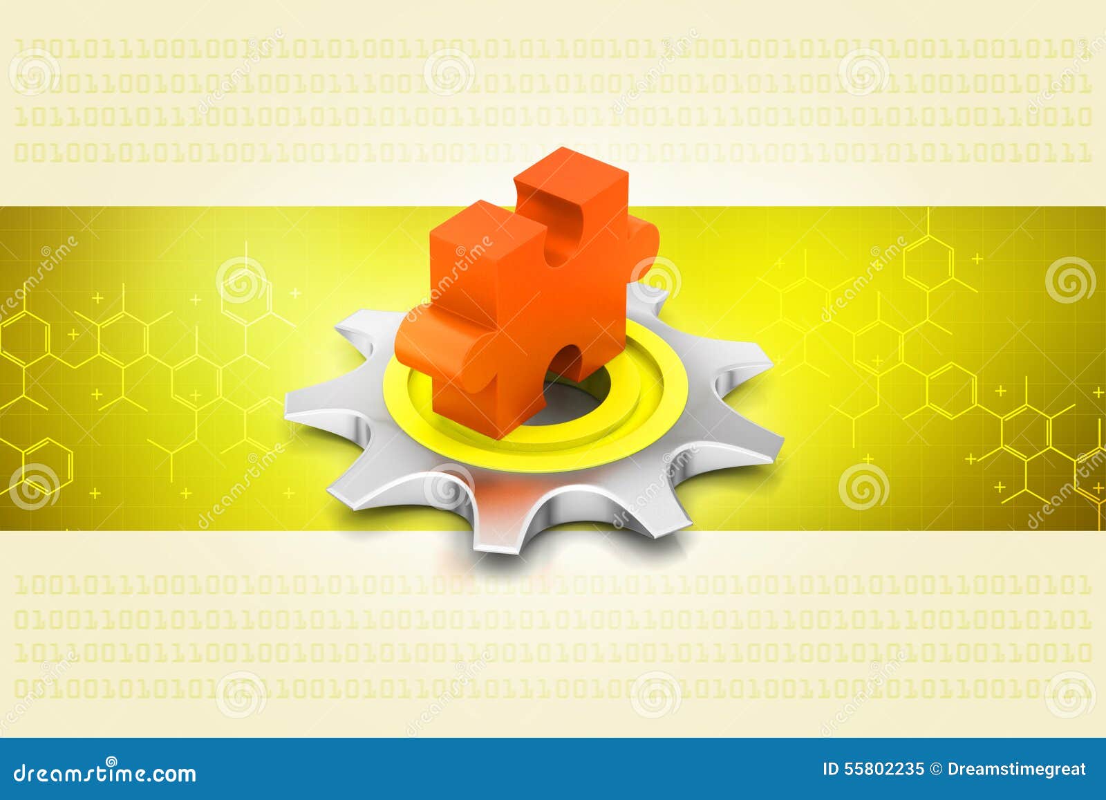 Cog Wheel with Puzzle Piece Stock Illustration - Illustration of ...