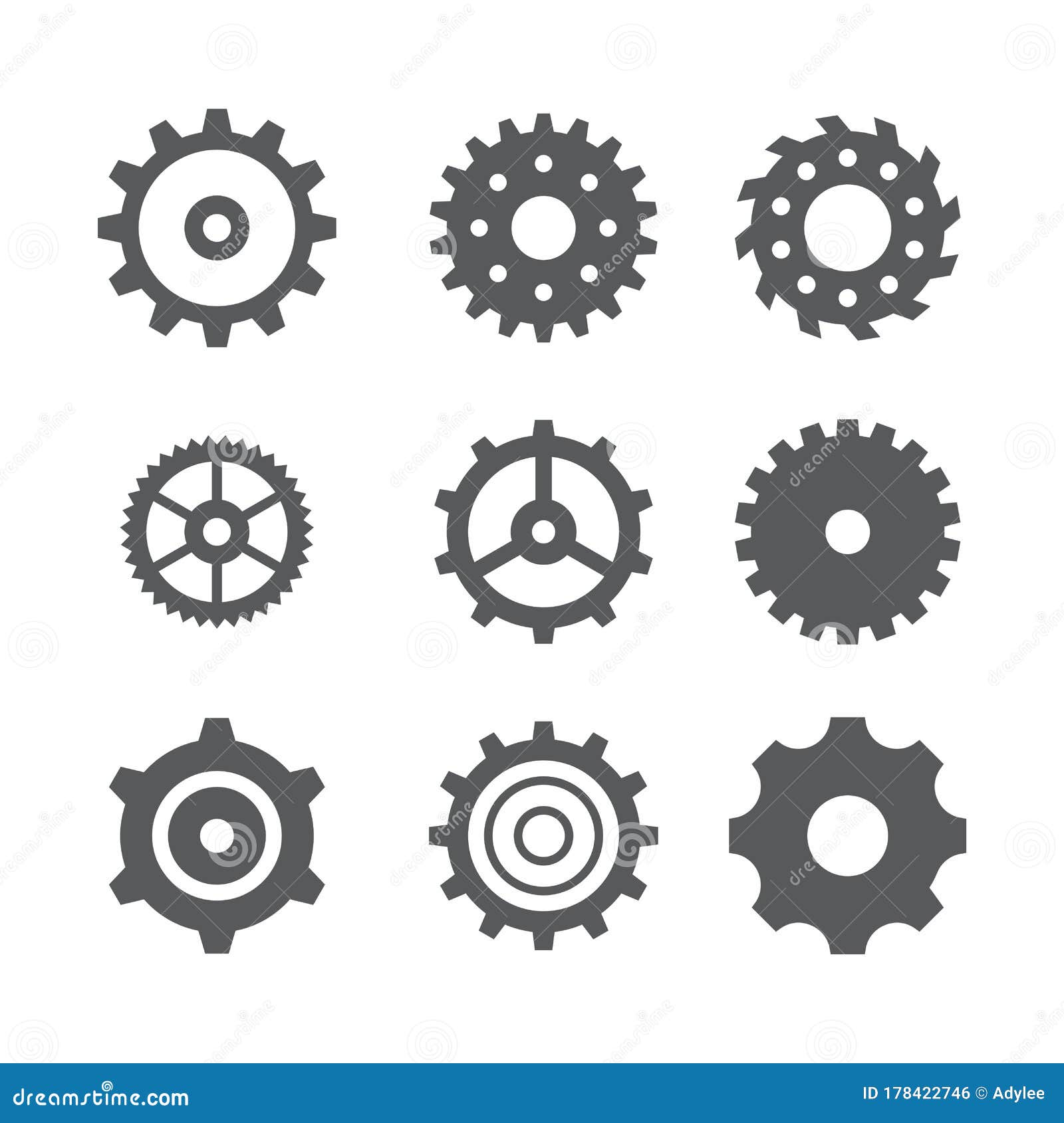 Cog Wheel Set Vector Icon Symbol Isolated on White Background Stock ...