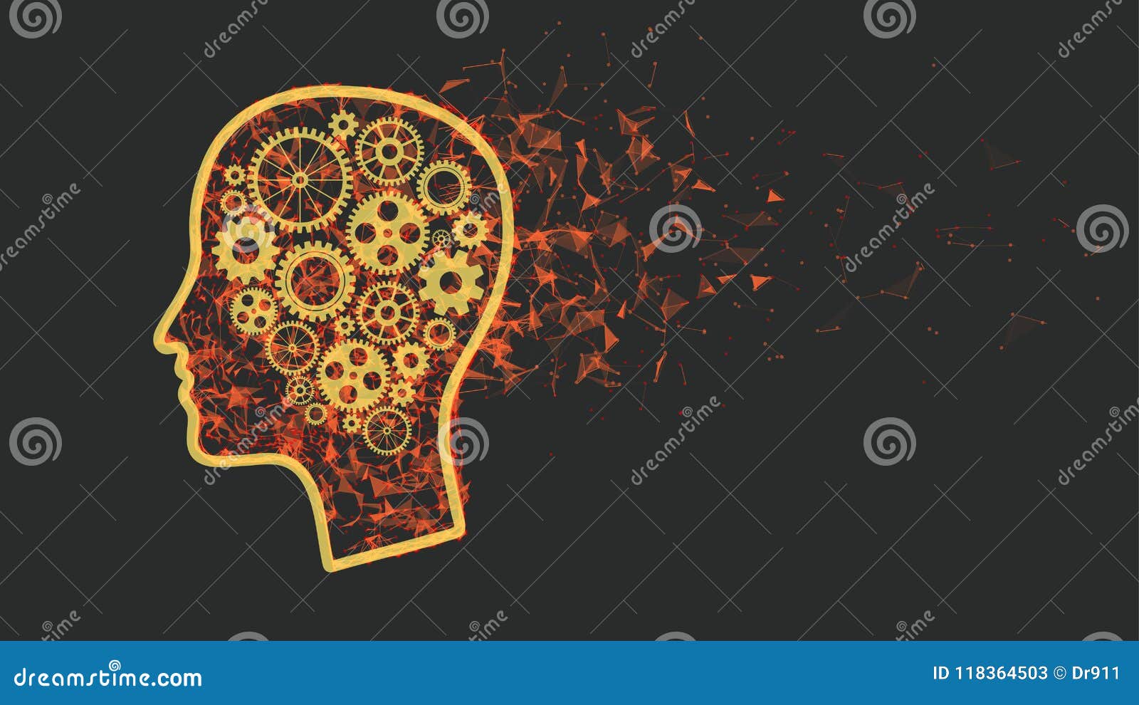 Cog Wheels Forming A Brain Shape Vector Illustration | CartoonDealer ...