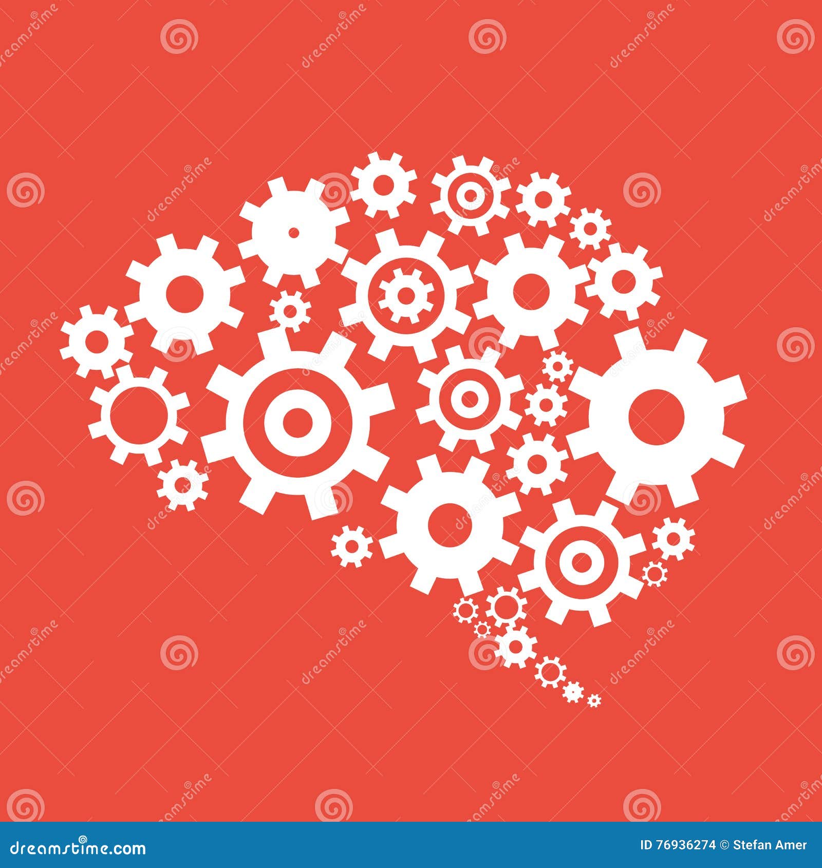 Cog Wheels Forming A Brain Shape Vector Illustration | CartoonDealer ...
