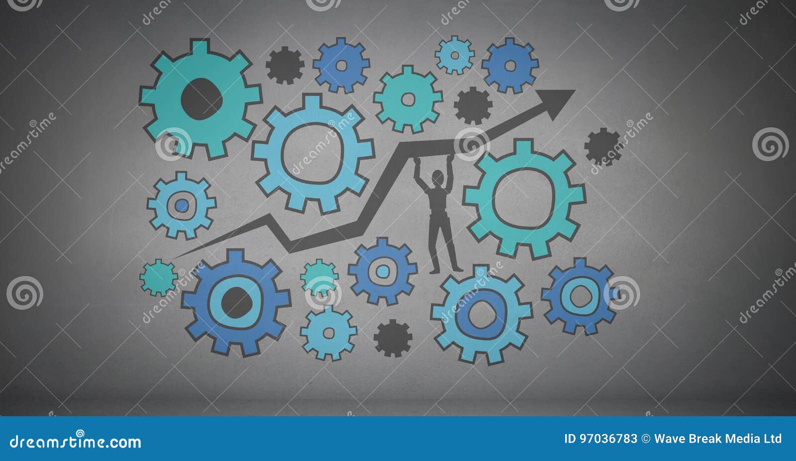 Cog Wheels Settings Graphics Over Dark Background Stock Illustration ...