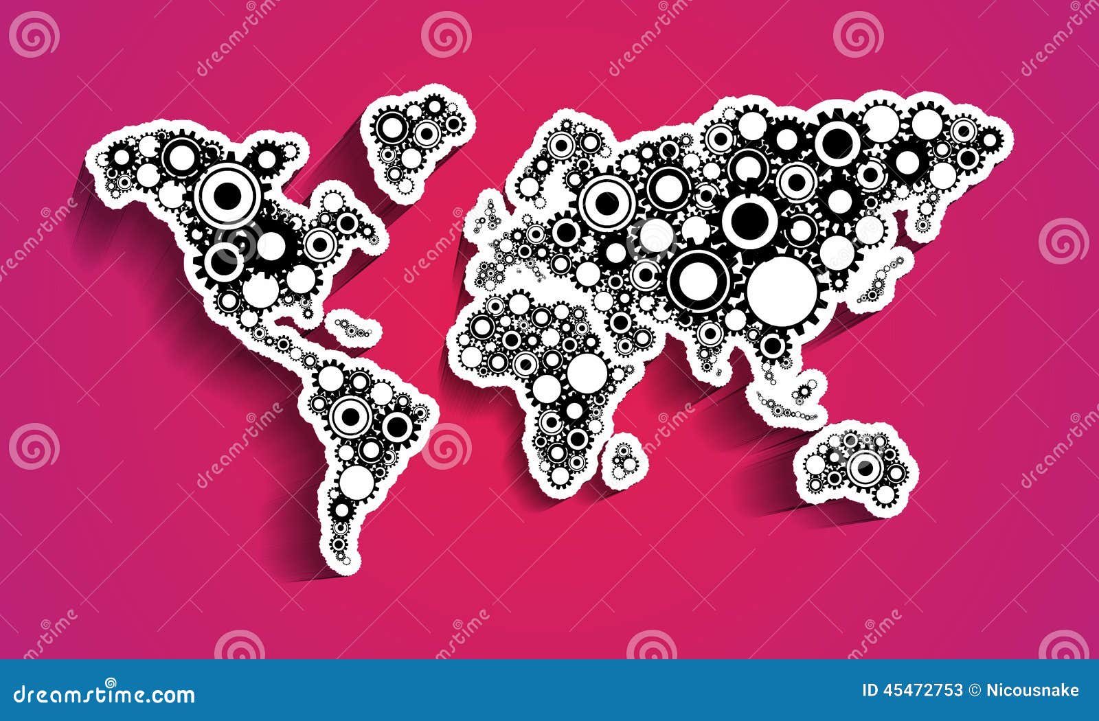 Cog Wheels World Map stock vector. Illustration of networking - 45472753