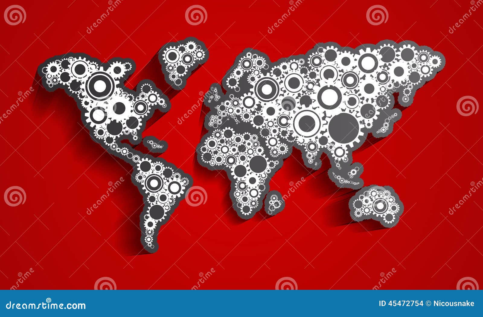 Cog Wheels World Map stock vector. Illustration of mechanism - 45472754