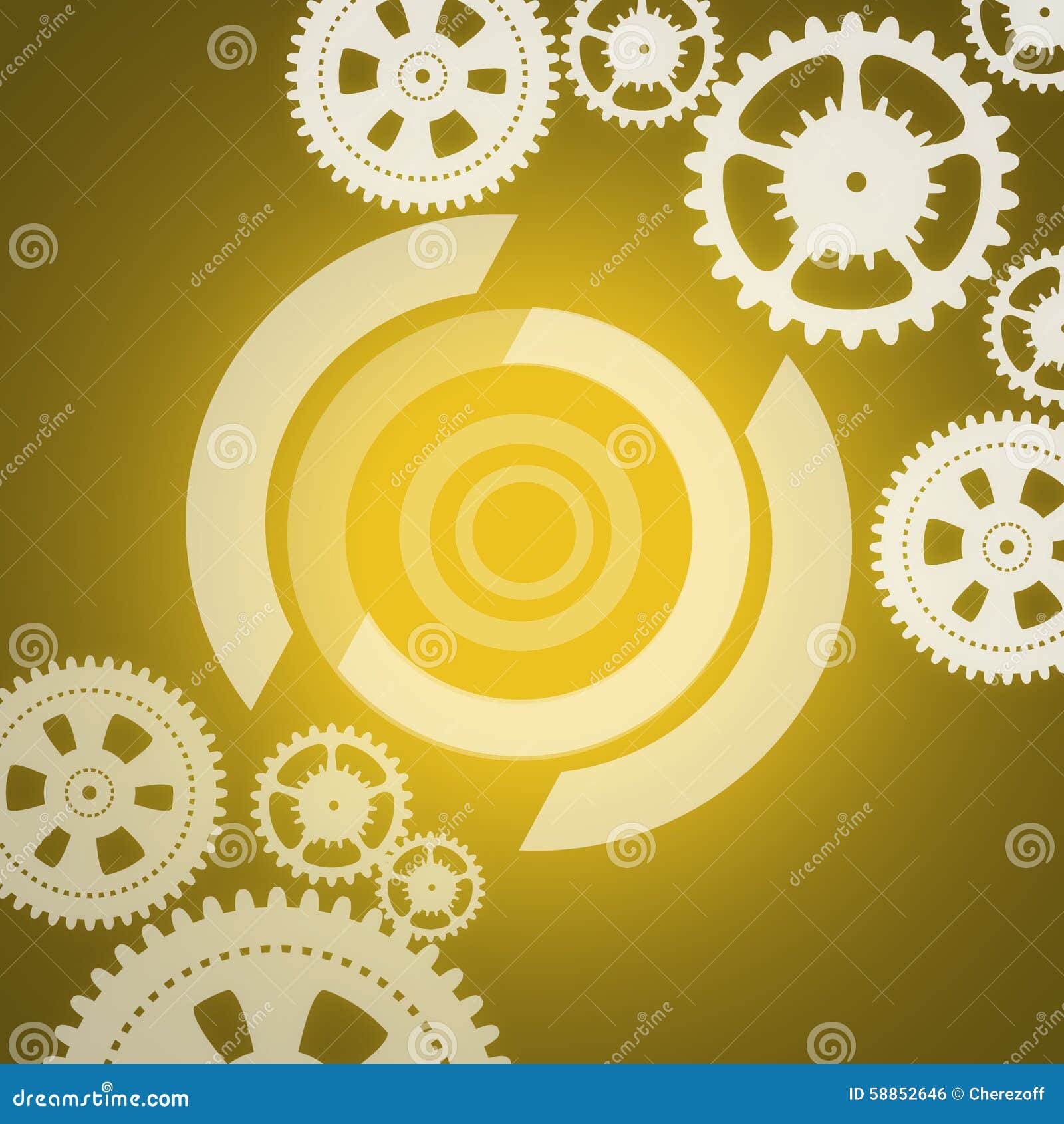 Cog wheels on yellow stock illustration. Illustration of shaft - 58852646