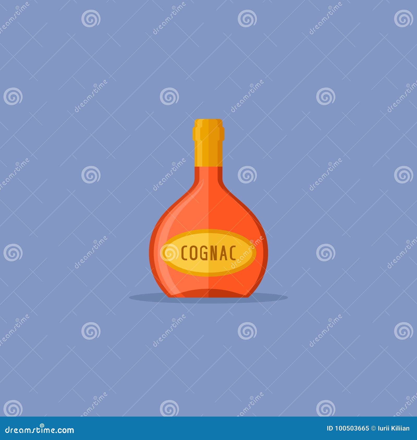 Cognac Bottle Flat Style Icon. Vector Illustration. Stock Vector ...