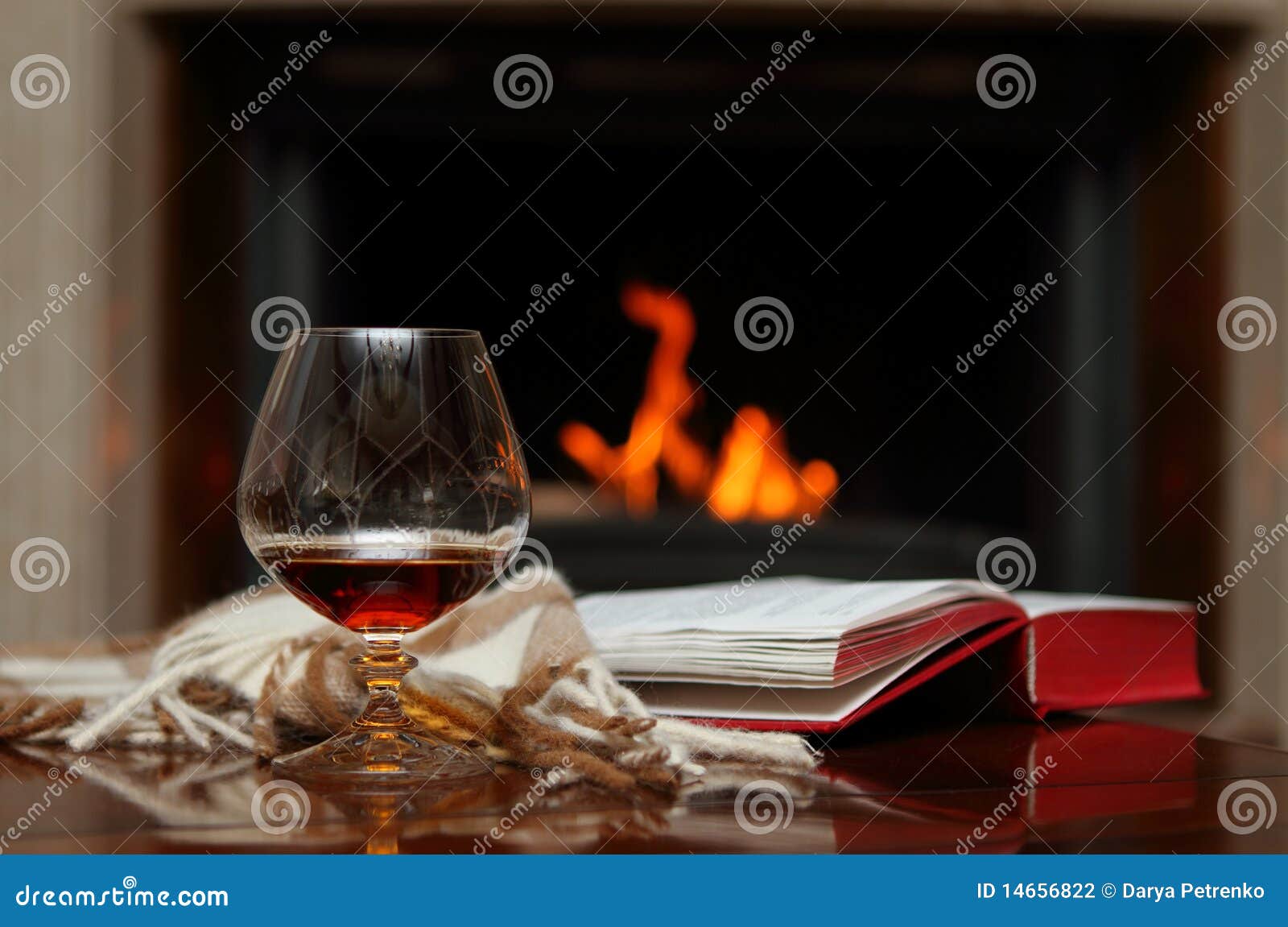 Cognac by the fireplace stock photo. Image of lifestyle - 14656822