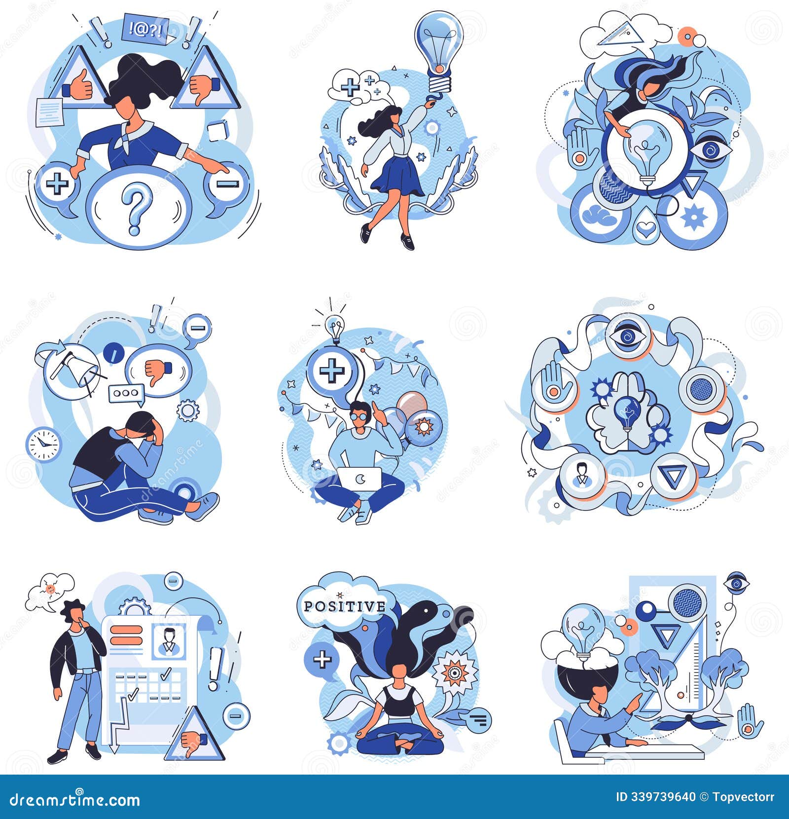 Six Scenes Depicting Cognitive Processes and Creativity in Modern Life ...