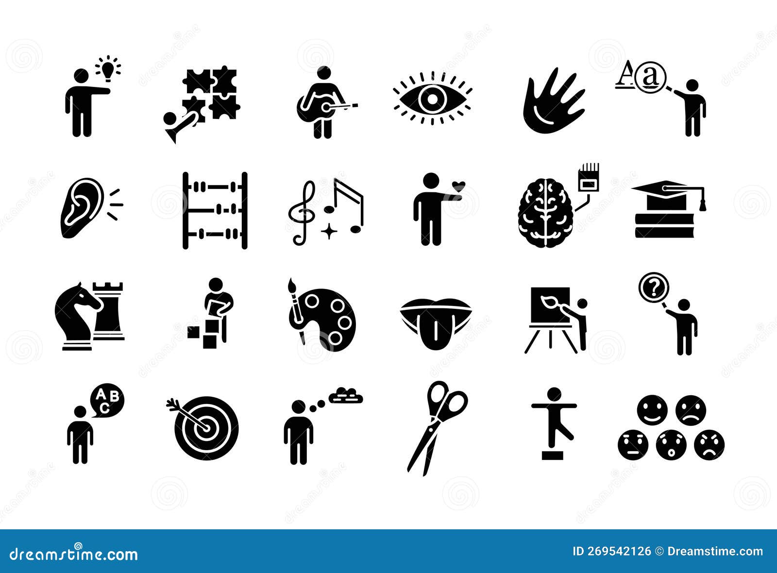 Cognitive Abilities Icons Set Stock Illustration - Illustration of ...