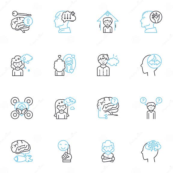 Cognitive Ability Linear Icons Set. Intelligence, Comprehension, Memory ...
