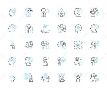 Cognitive Ability Linear Icons Set. Intelligence, Comprehension, Memory, Perception, Reasoning ...