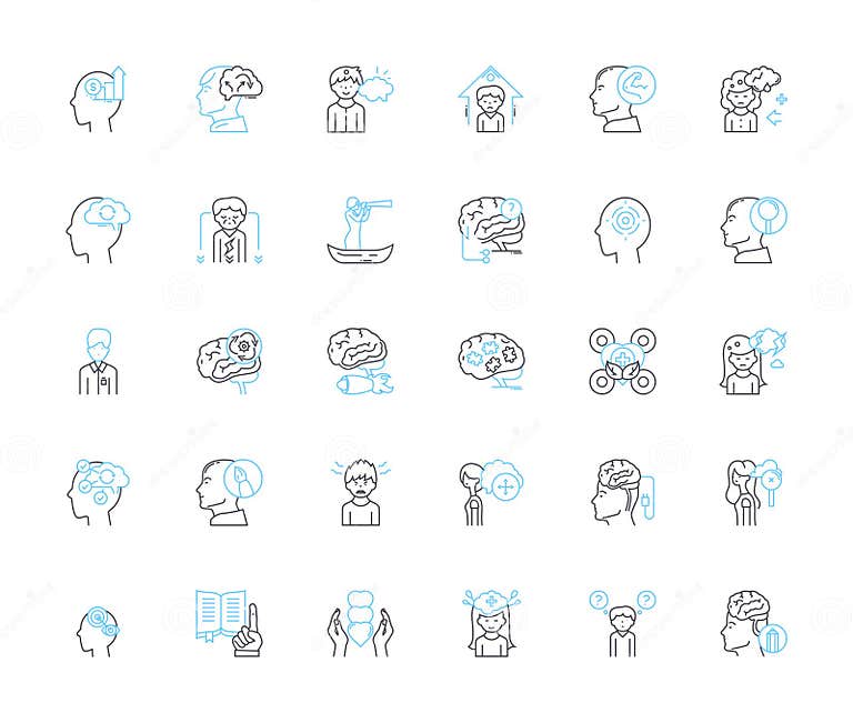 Cognitive Ability Linear Icons Set. Intelligence, Comprehension, Memory ...