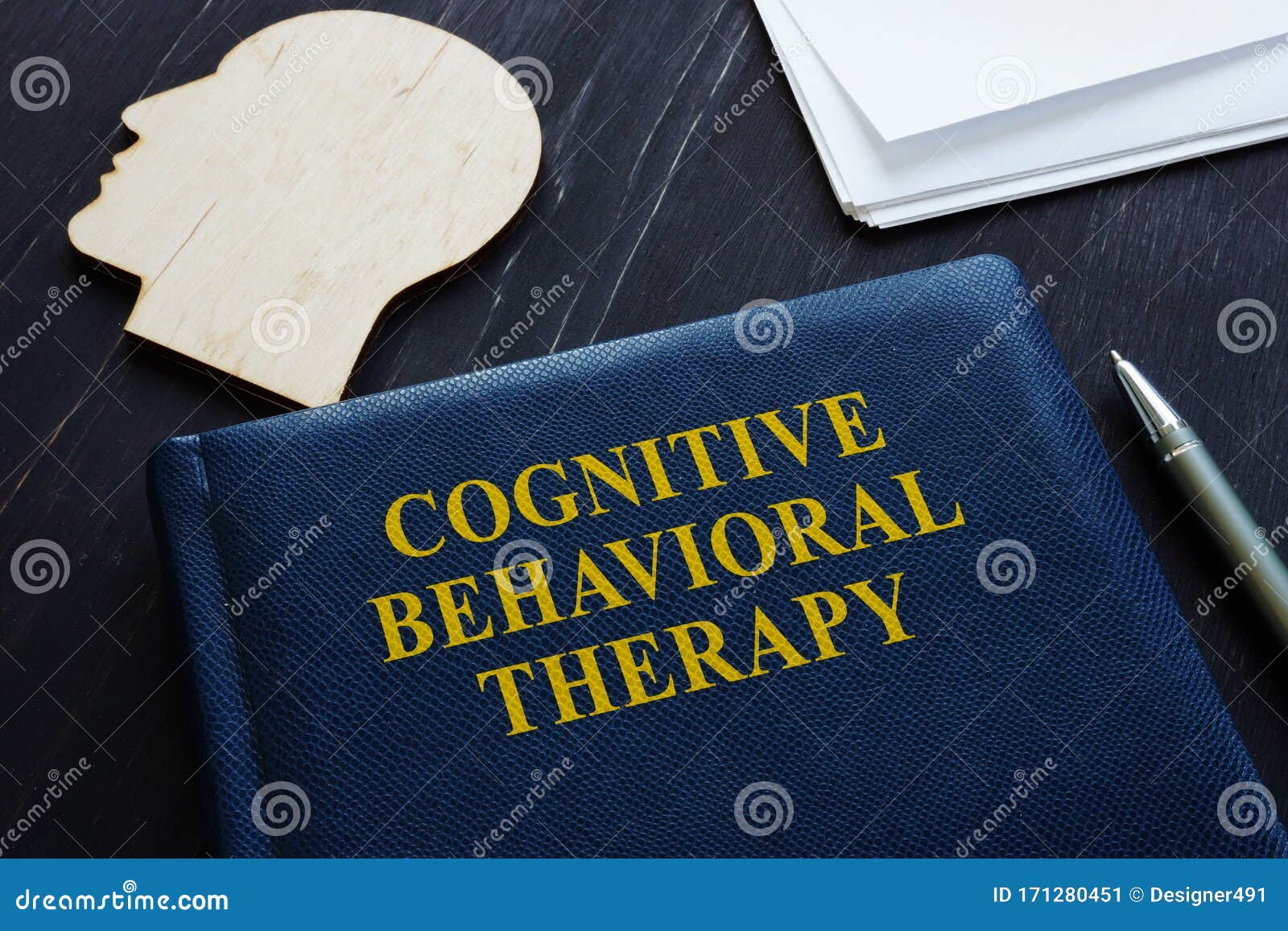 Cognitive Behavioral Therapy CBT Book and Head Shape Stock Image ...