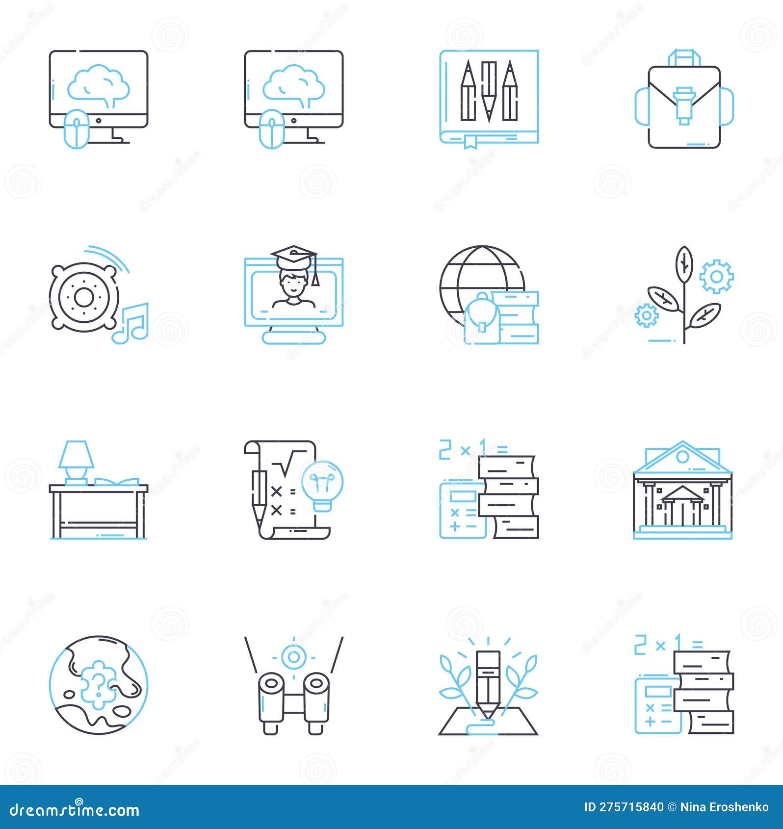 Cognitive Benefit Linear Icons Set. Intelligence, Memory, Focus ...