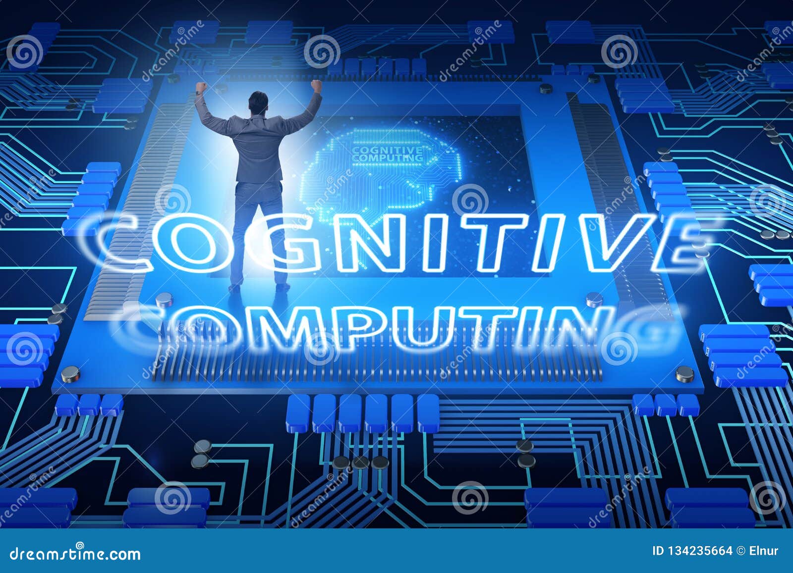 Cognitive Computing Concept As Future Technology with Businessma Stock ...