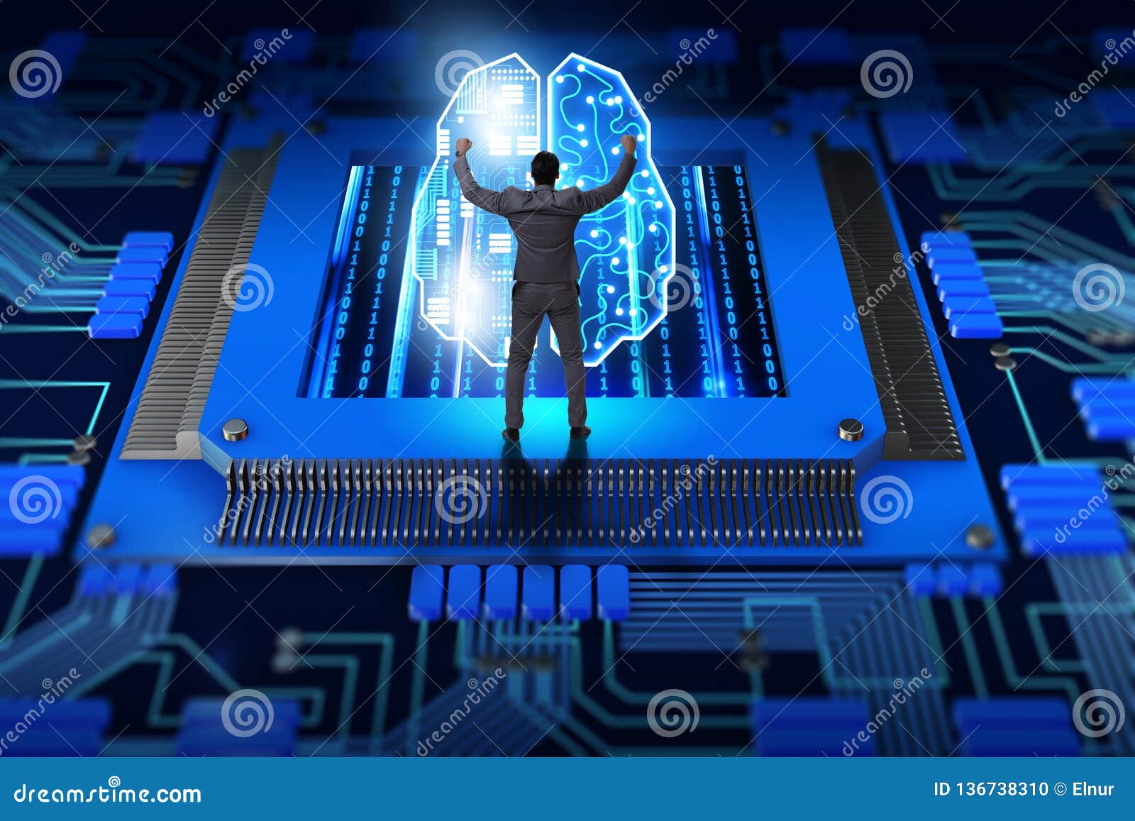 Cognitive Computing Concept As Future Technology with Businessma Stock ...