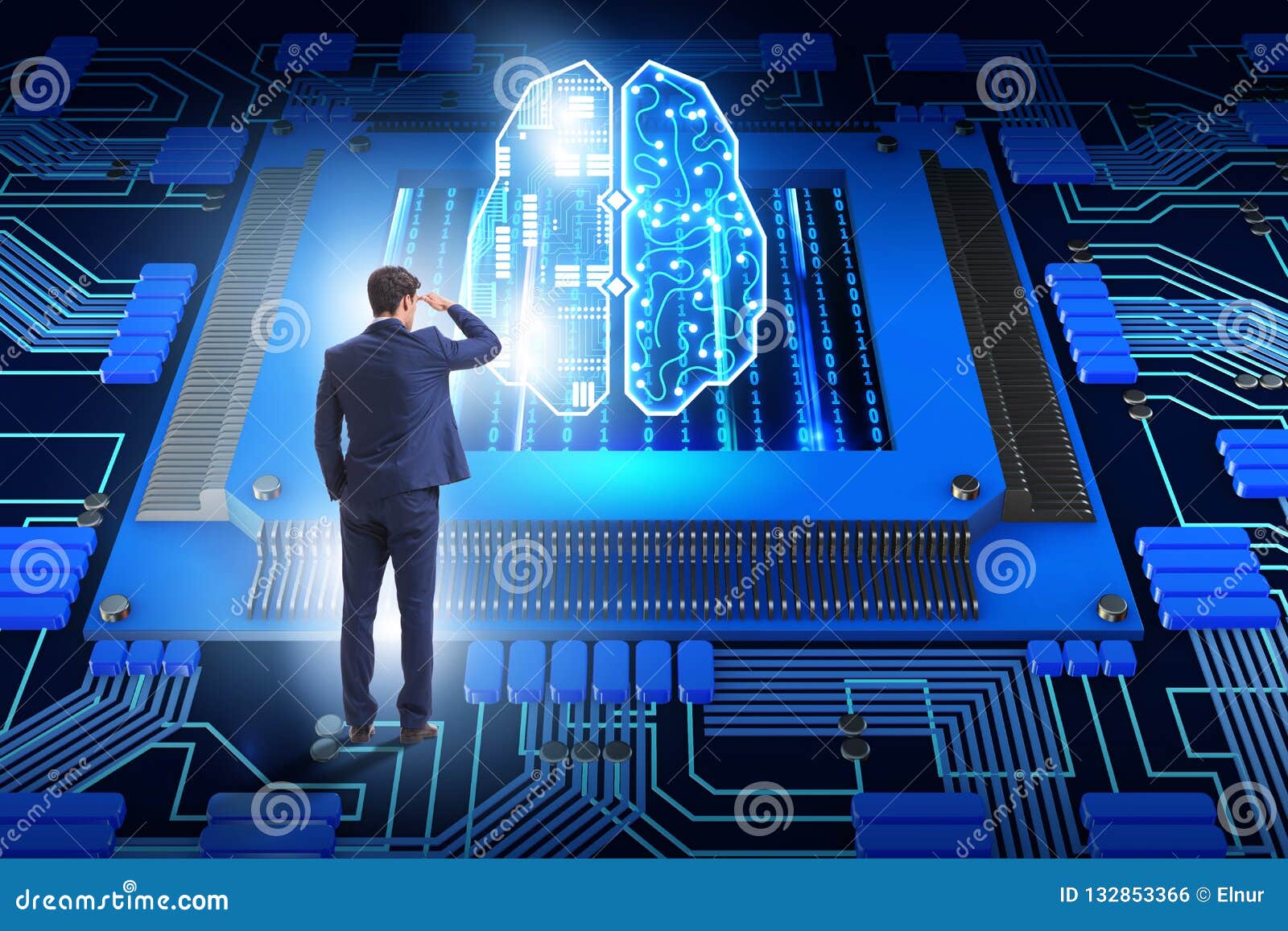 Cognitive Computing Concept As Future Technology with Businessma Stock ...