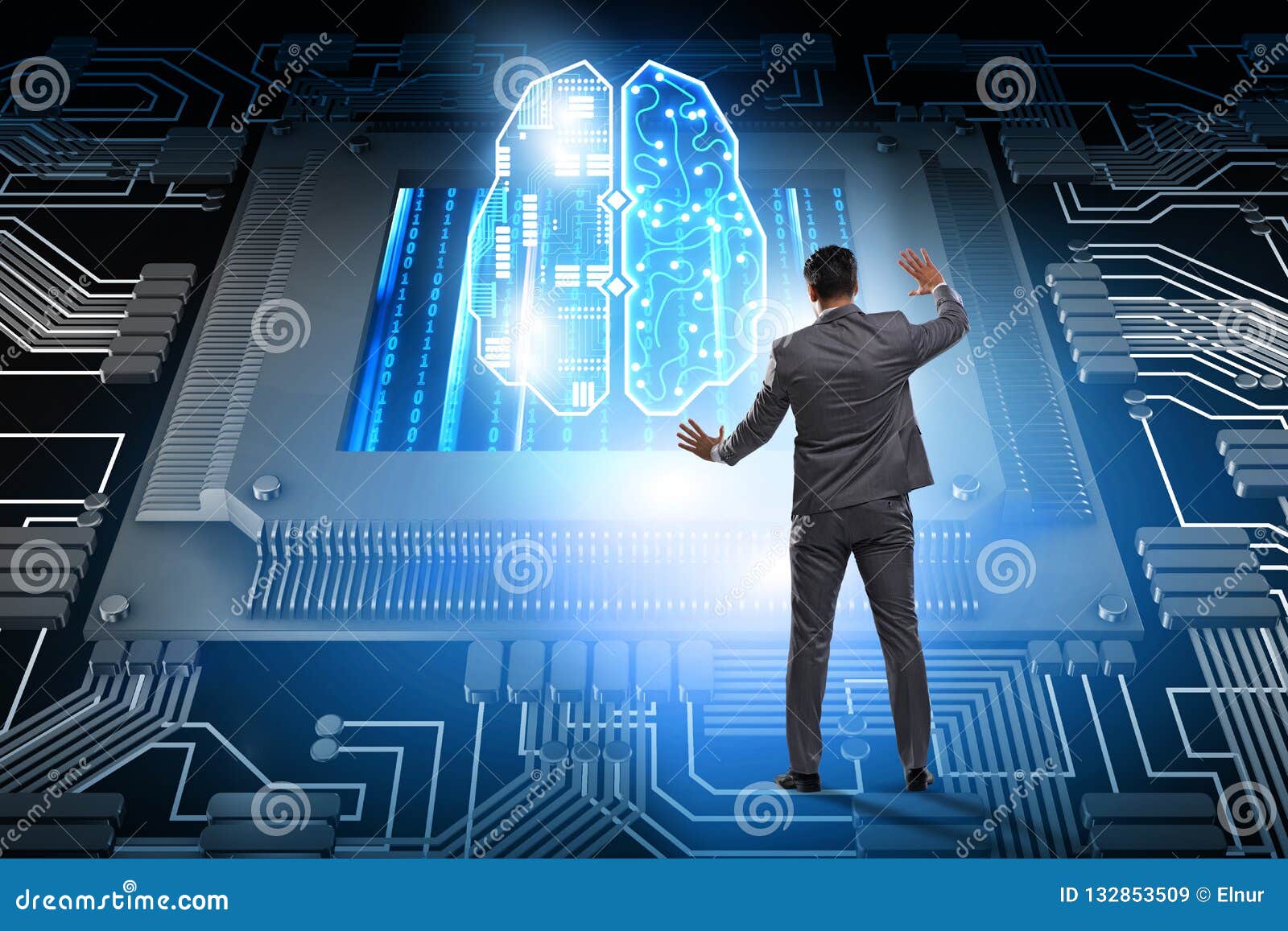 Cognitive Computing Concept As Future Technology with Businessma Stock ...