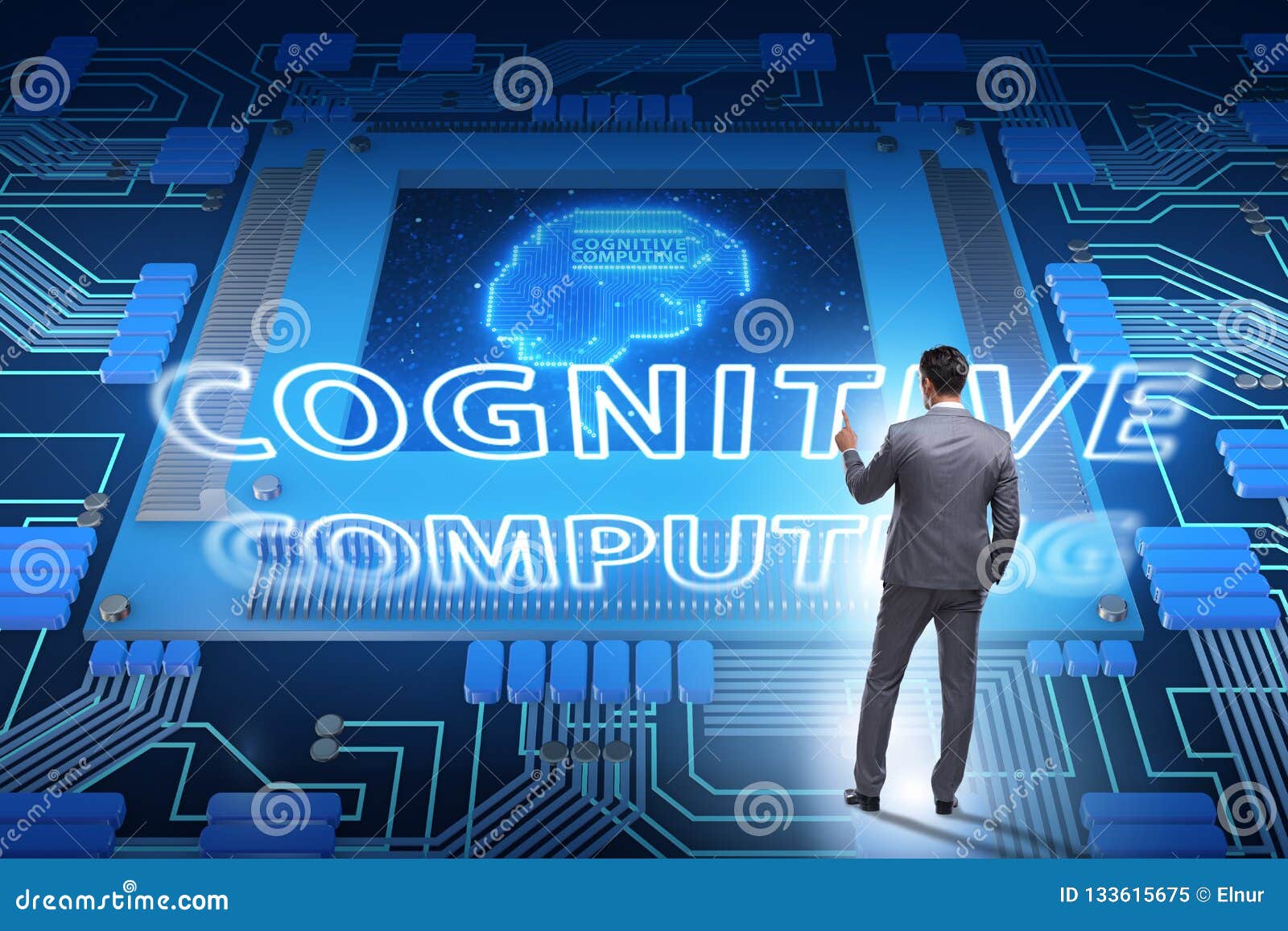 Cognitive Computing Concept As Future Technology with Businessma Stock ...