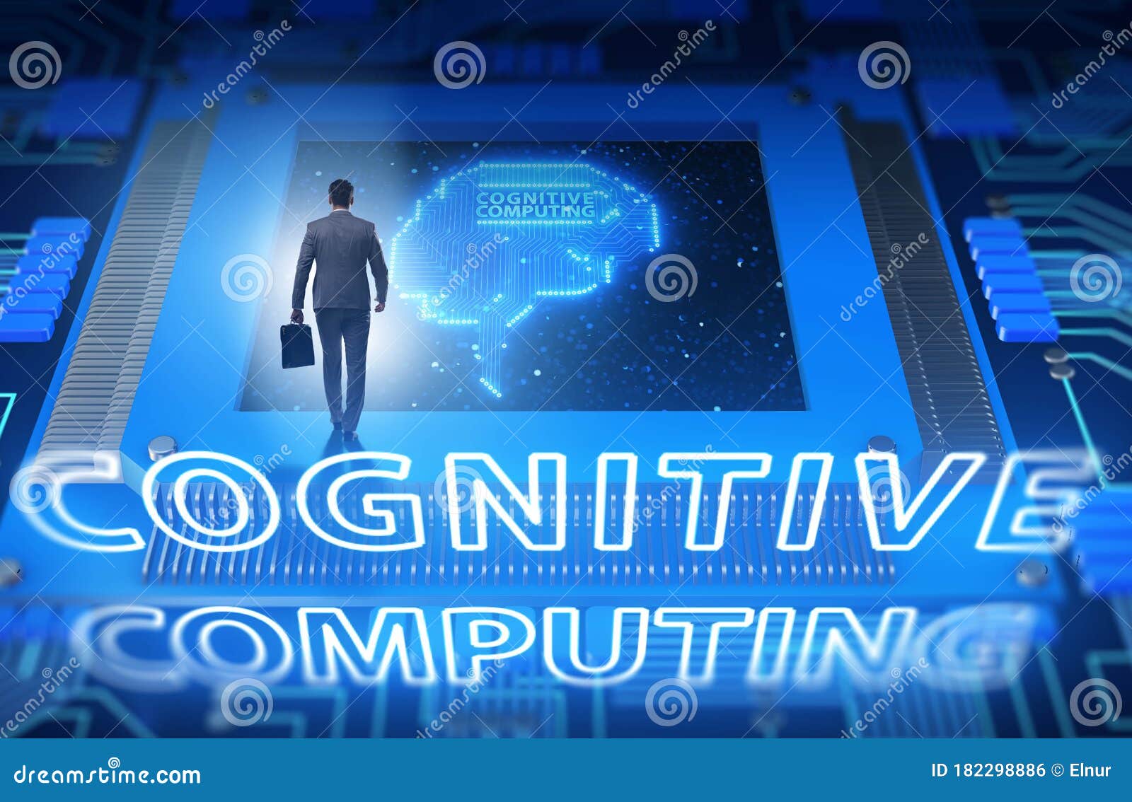 Cognitive Computing Concept As Future Technology with Businessma Stock ...