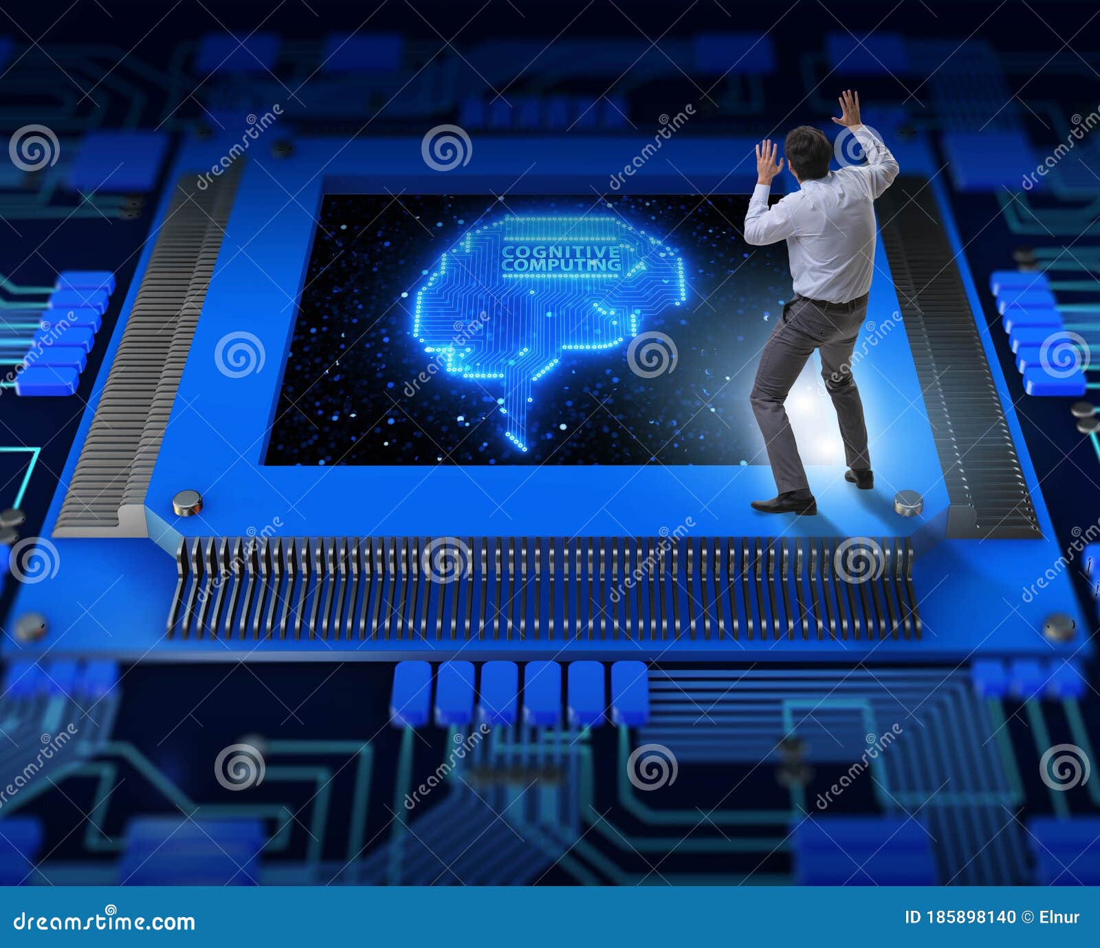 Cognitive Computing Concept As Future Technology with Businessma Stock ...