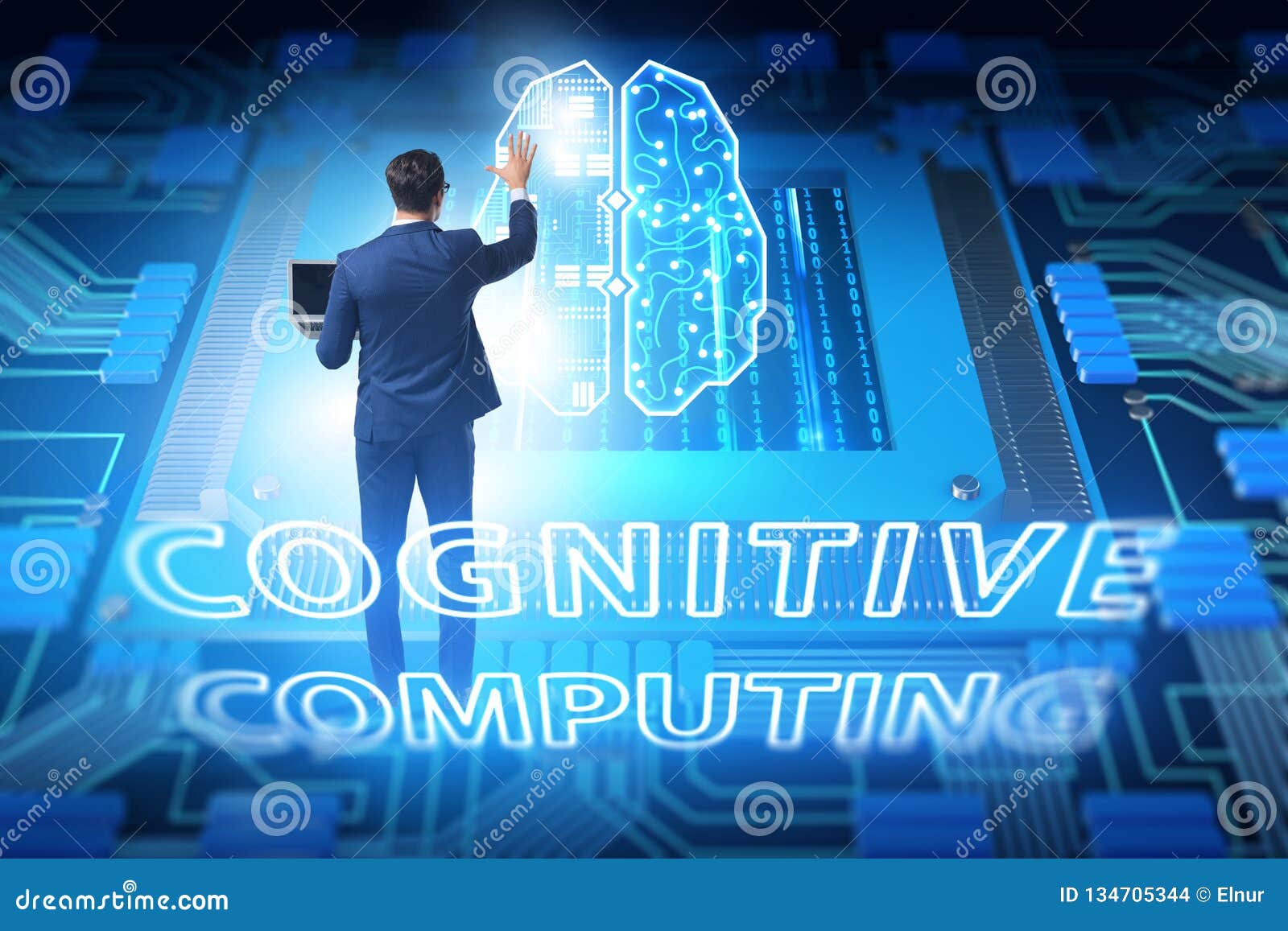 The Cognitive Computing Concept As Future Technology with Businessman ...