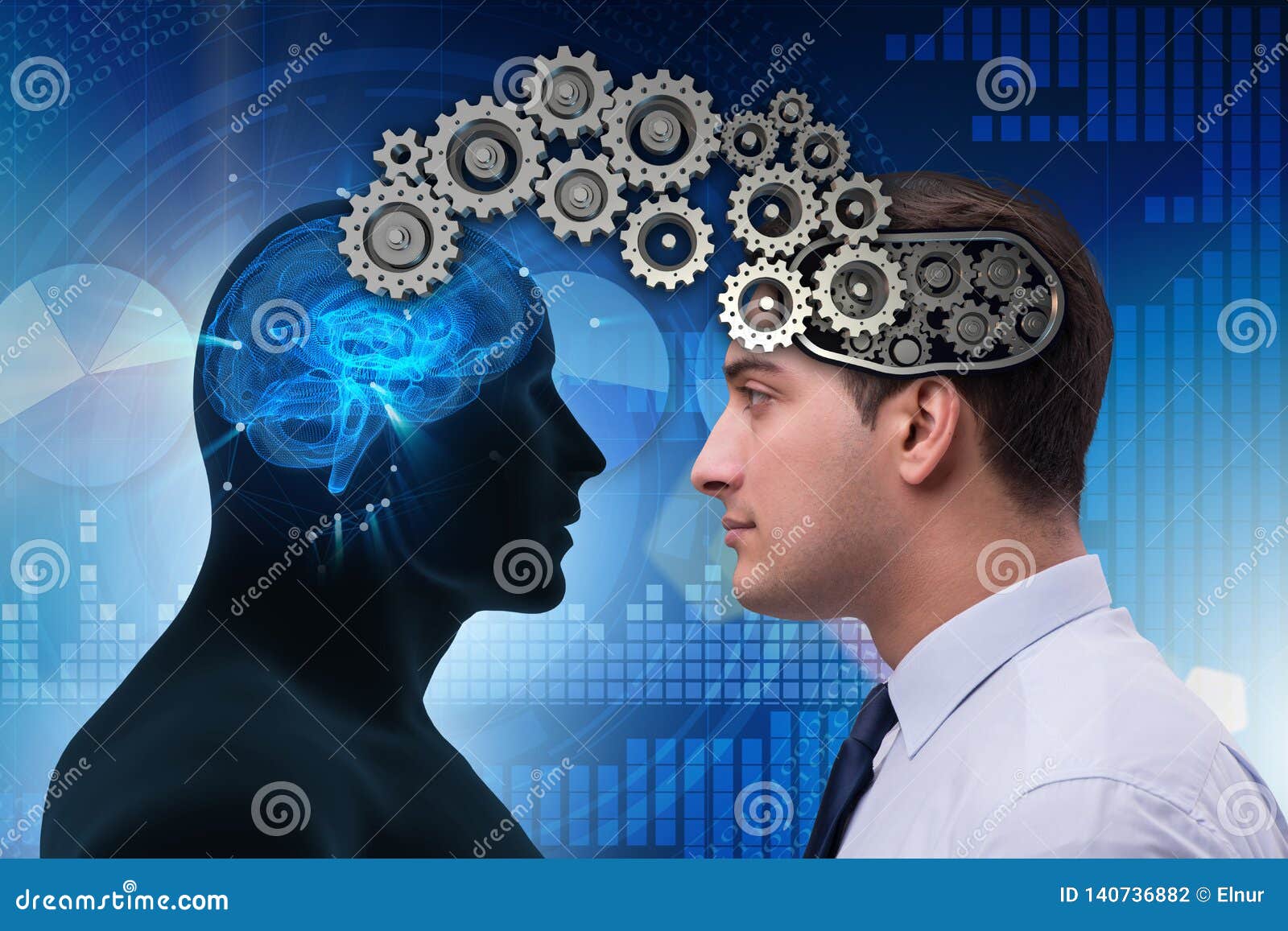 The Cognitive Computing Concept As Future Technology with Businessman ...