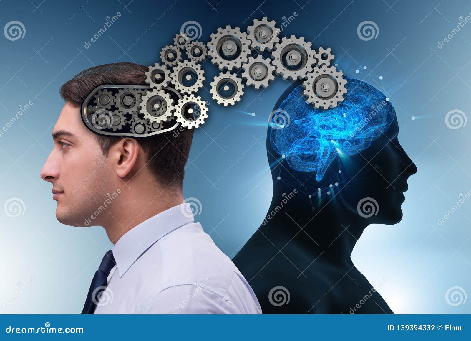 The Cognitive Computing Concept As Future Technology with Businessman ...